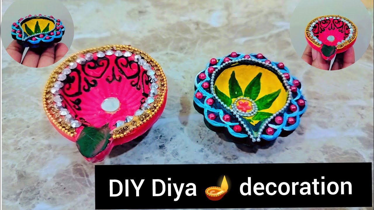 DIY Diya decoration|easy diya decoration|diwali craft ideas|diwali ...