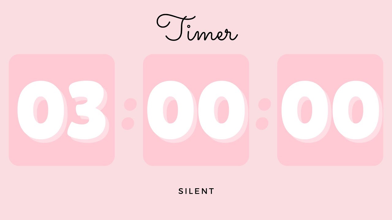 🍑 3 Hours Silent Timer with Cute Ending Alarm | Pastel Peach Timer ...