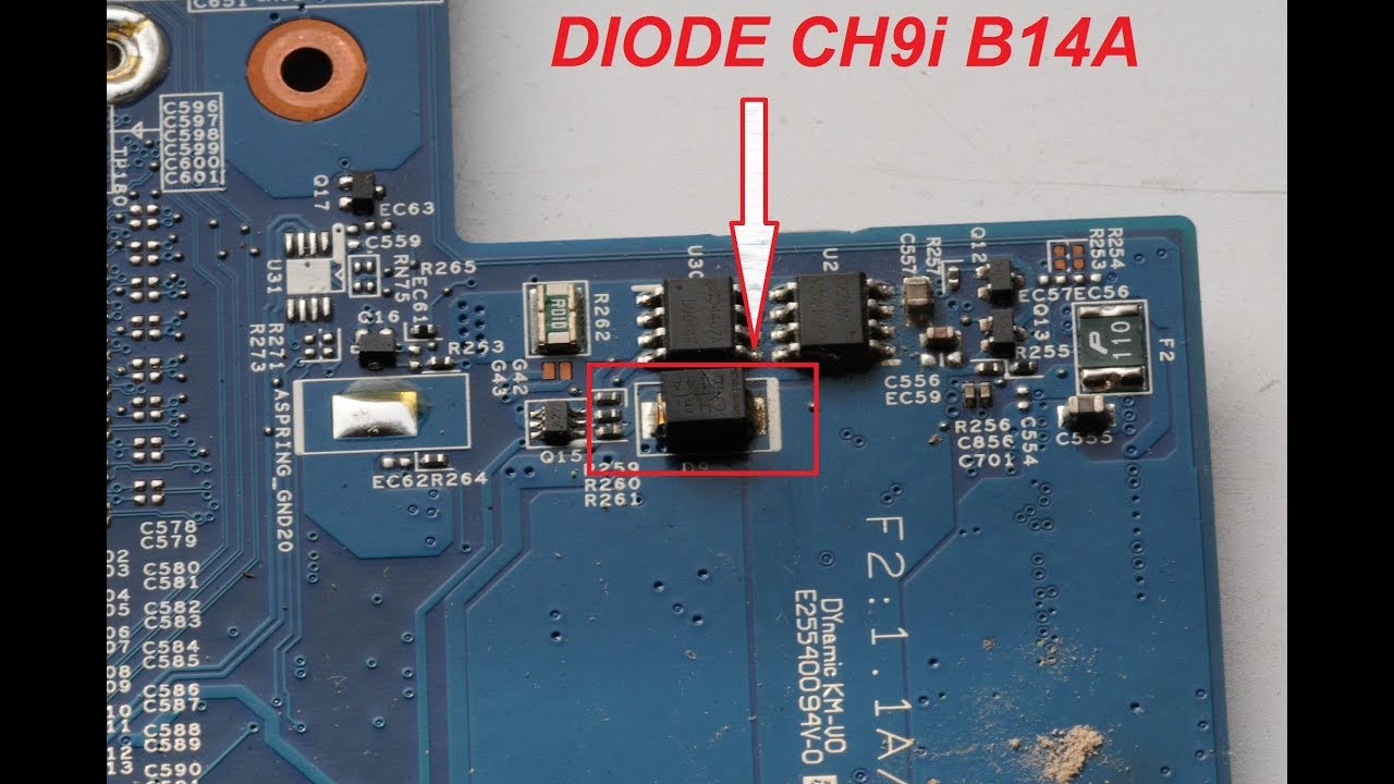 How To Fix Laptop acer aspire 5738 That Won't Turn On by Remove a diode ...