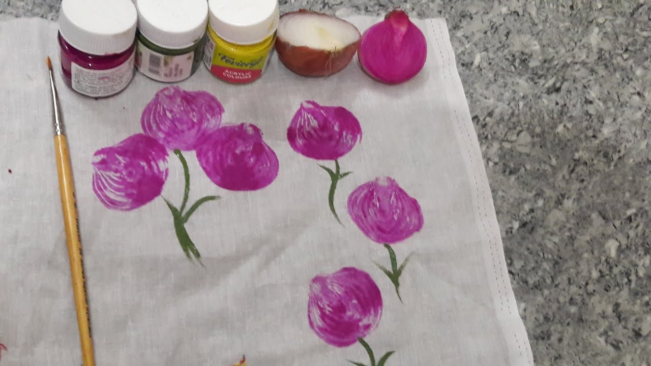 Easy onion fabric printing with acrylic paints #Shorts - YouTube