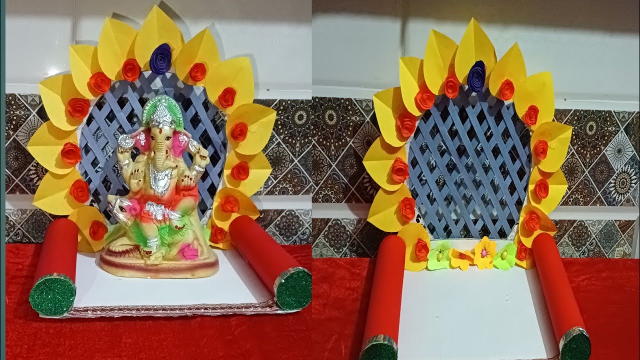 Ganpati Sinhasan decoration ideas।How to make ganpti at home। - YouTube