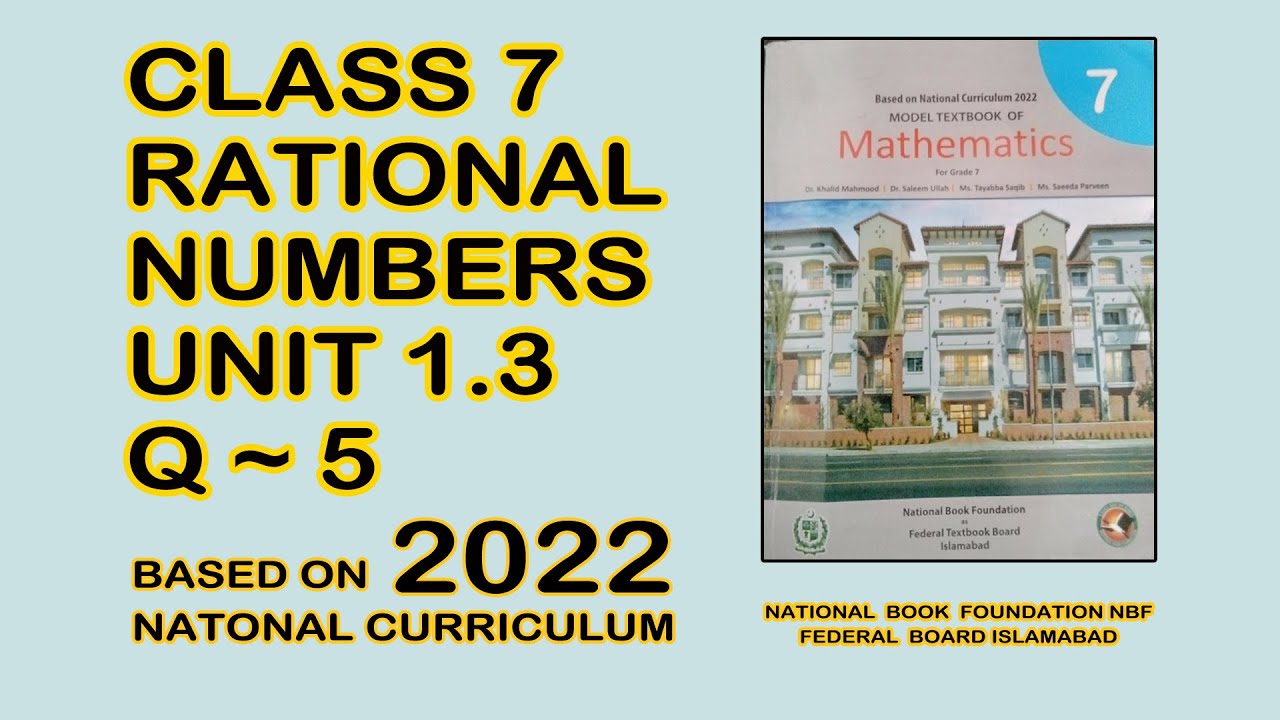Mathematics Class 7 Unit 1 Rational Numbers Exercise 1.3 Question 5 ...