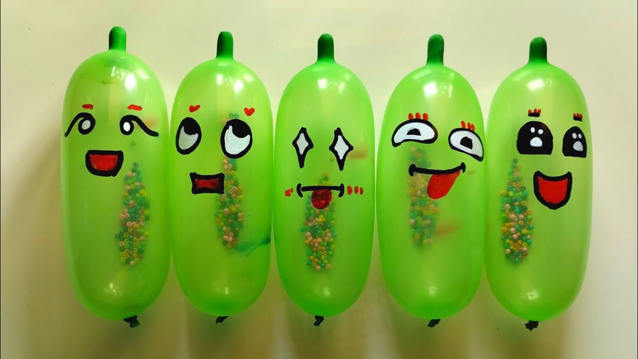 Popping Funny Ballons!! Green Colour with Beads #funnyballons # ...