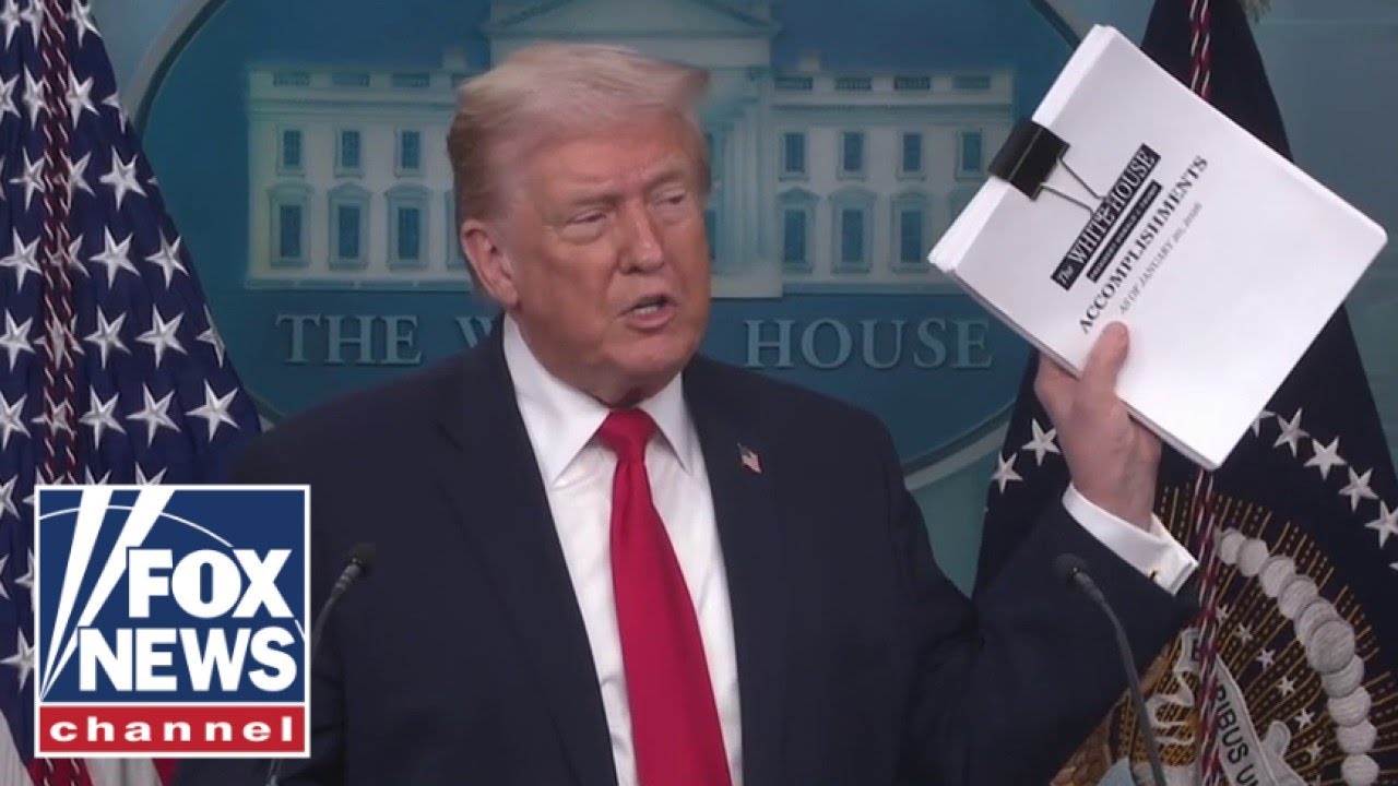 Trump RATTLES press corps with year-one accomplishments - YouTube