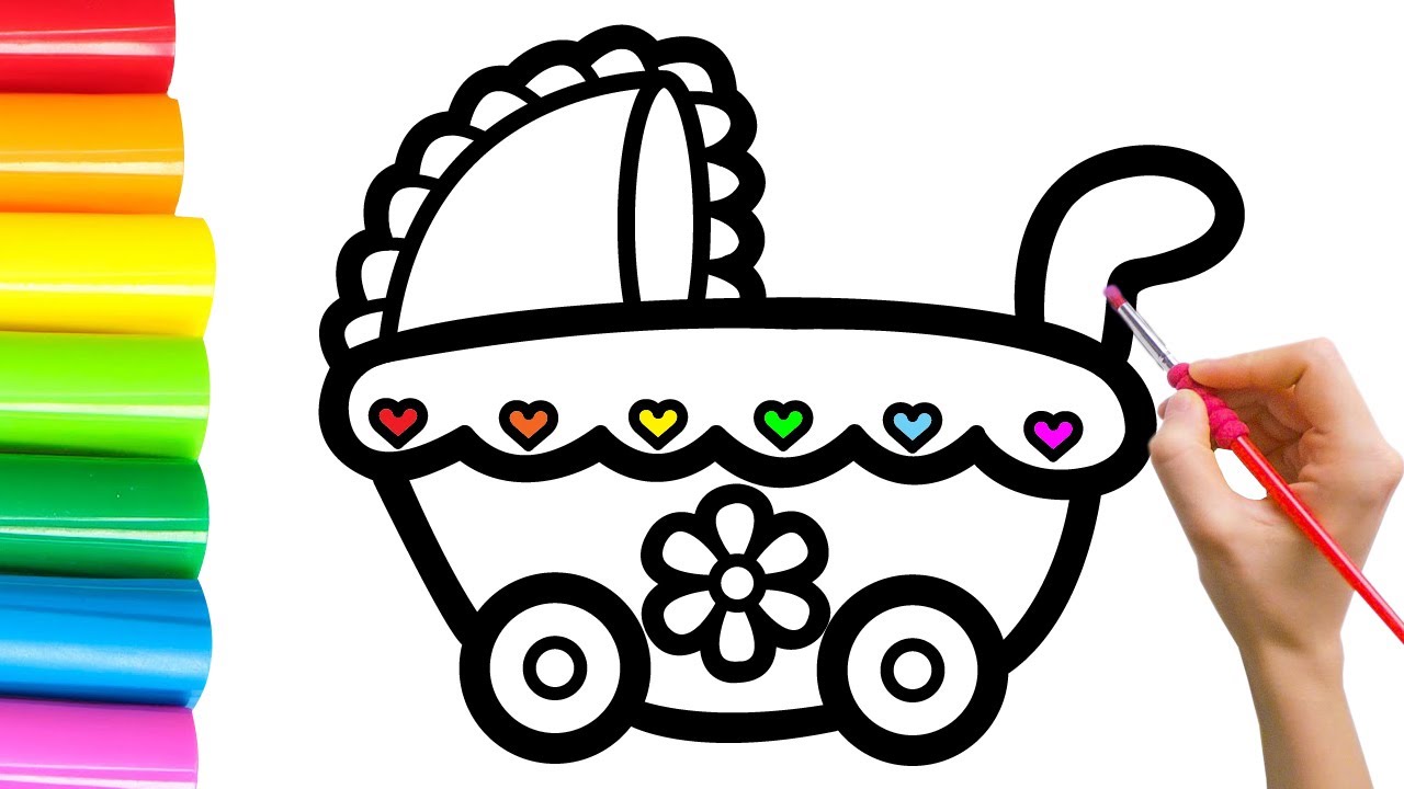 How to Draw Baby Stroller For Children? - YouTube