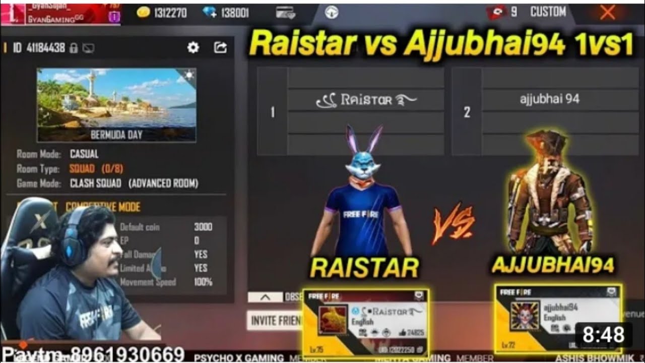 #total_gaming# raistar vs ajjubhai94 in class squad costom match in free fire#raistar vs ...