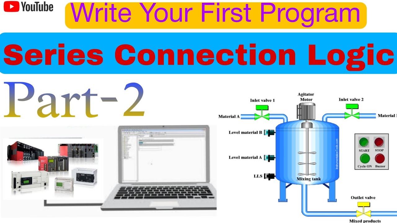 Lession- 2 Write a Logic Series Connection in Mitsubishi PLC software ...