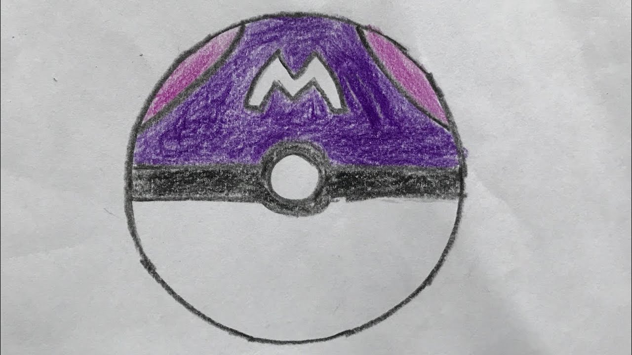 How To Draw Pokemon Pokeball Master Ball Quick And Easy - YouTube