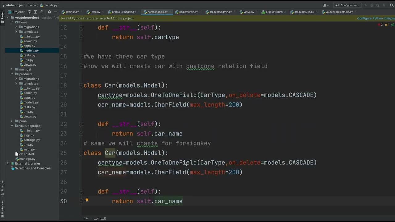 difference between OneToOneField and foreignkey in django | django | python | tutorial - YouTube