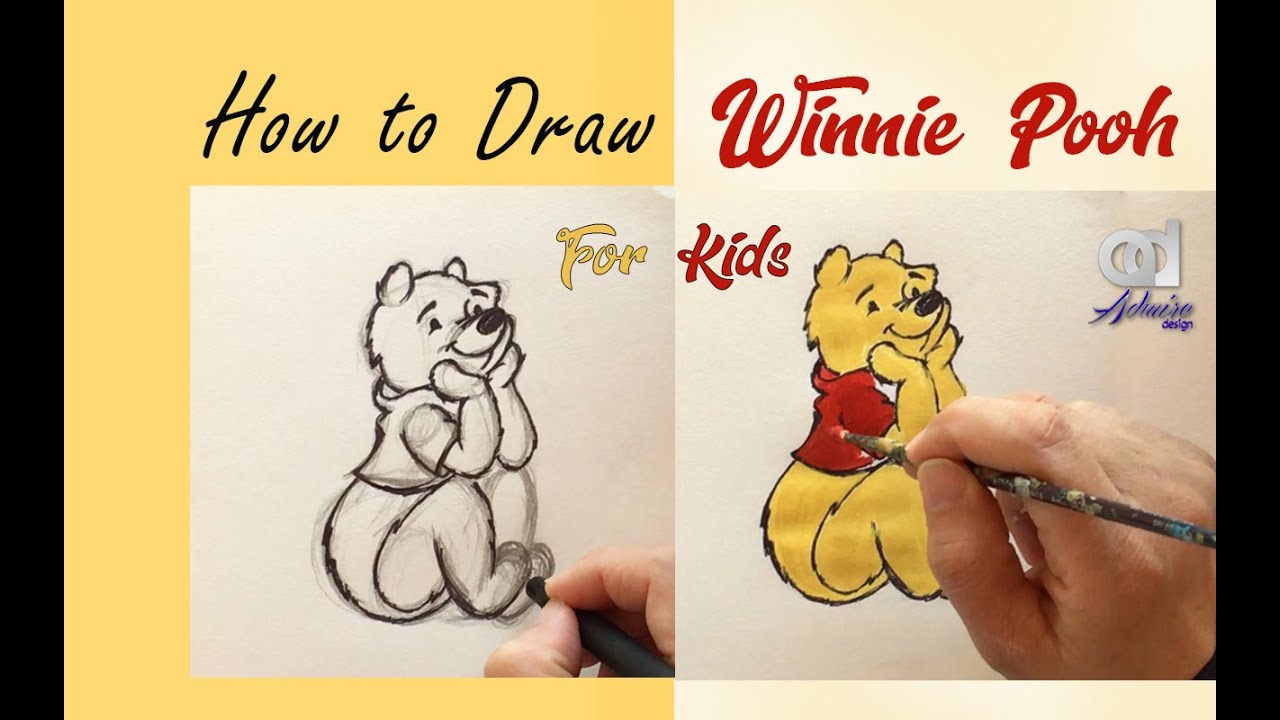 How to Draw Winnie Pooh | Step-by-Step drawing Tutorial for Kids - YouTube