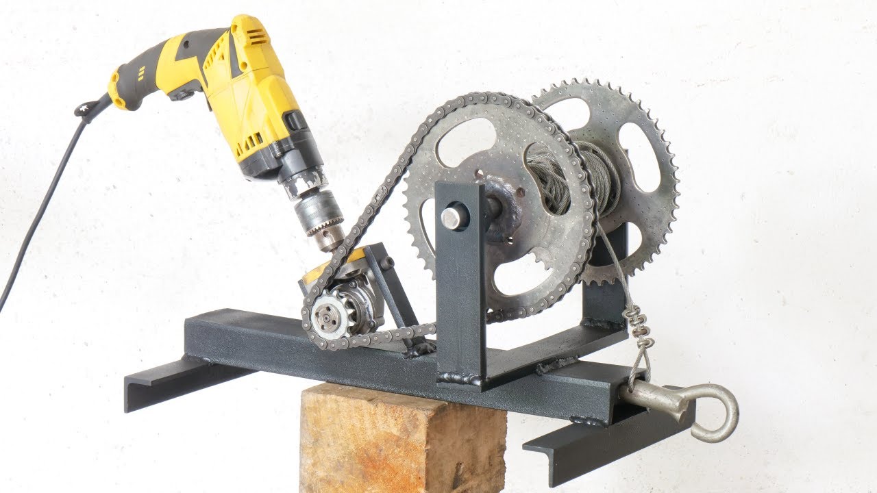 How To Make Simple Diy Winch Using Drill Machine At Home | DIY - YouTube