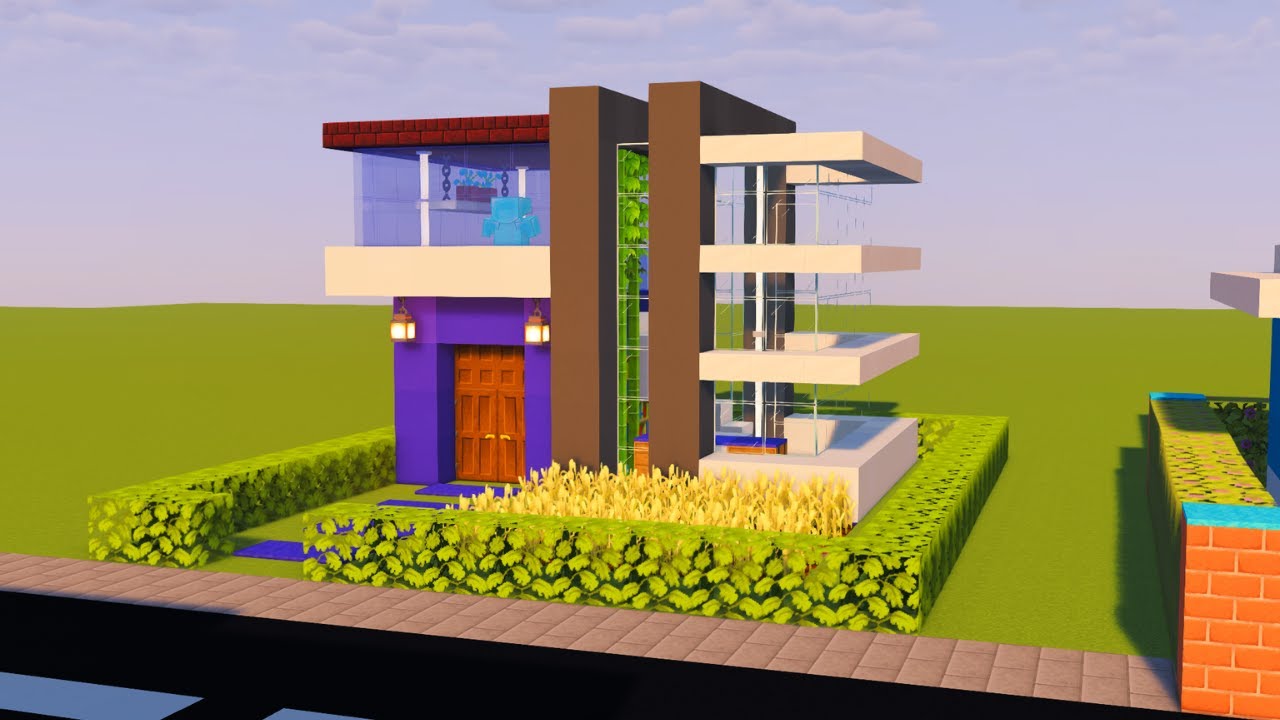 Minecraft modern blue house - Easy Tutorial 🏠#10 | Step By Step | - YouTube