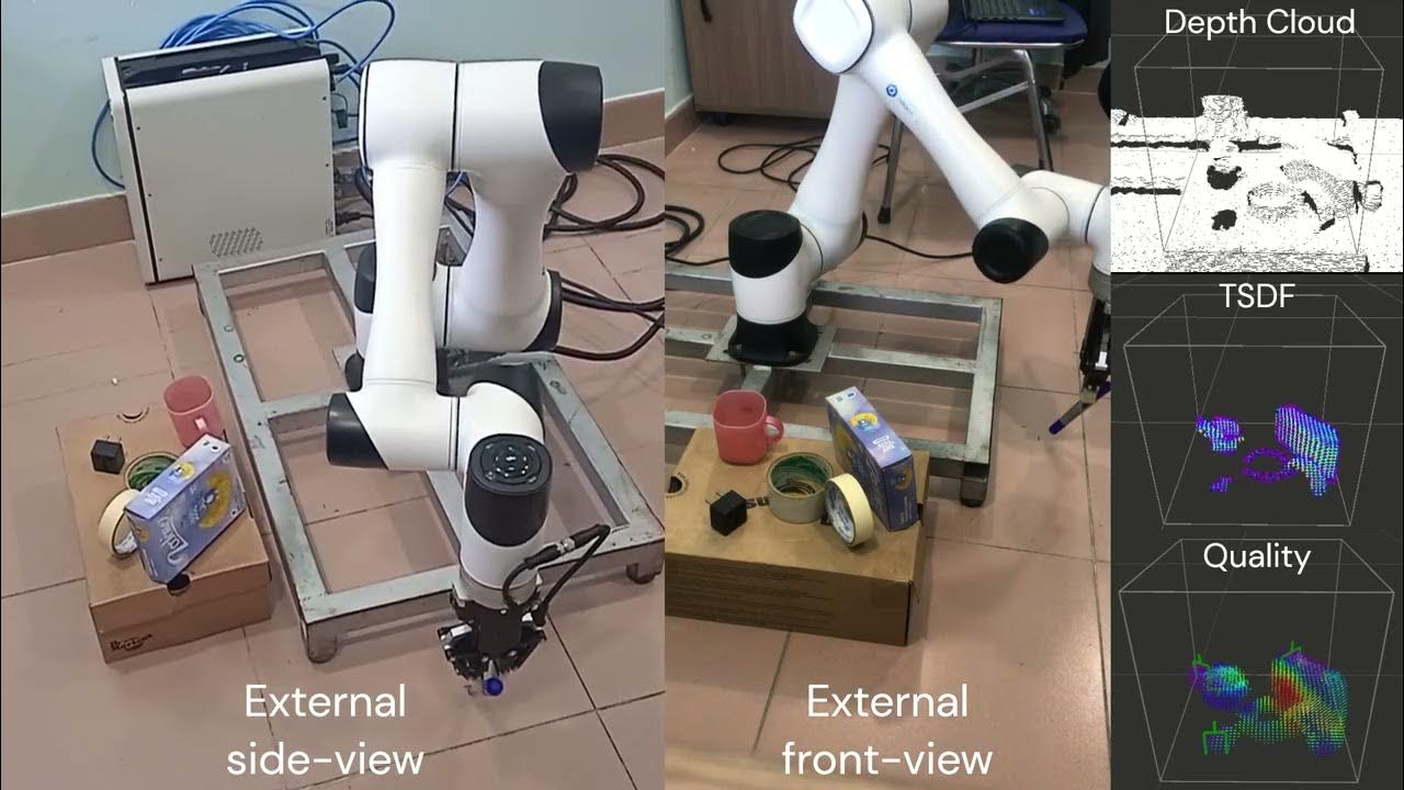 6D Robot arm (CR5) grasps objects by using 3D stereo camera and depth ...