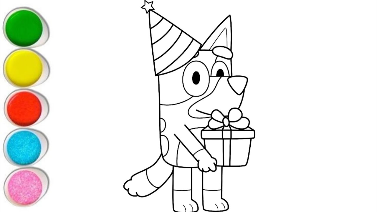 Bluey cartoon drawing||Bluey drawing||Colouring pages for kids||Bluey ...