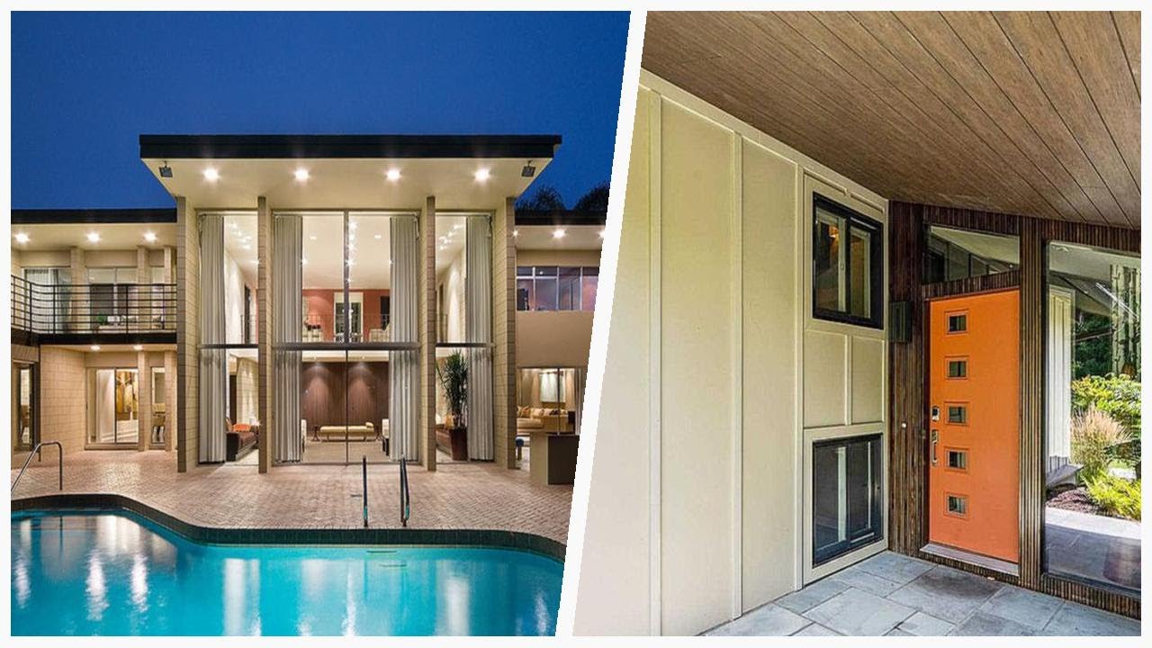 75 Mid-century Modern Beige Exterior Home Design Ideas You'll Love ⭐ ...