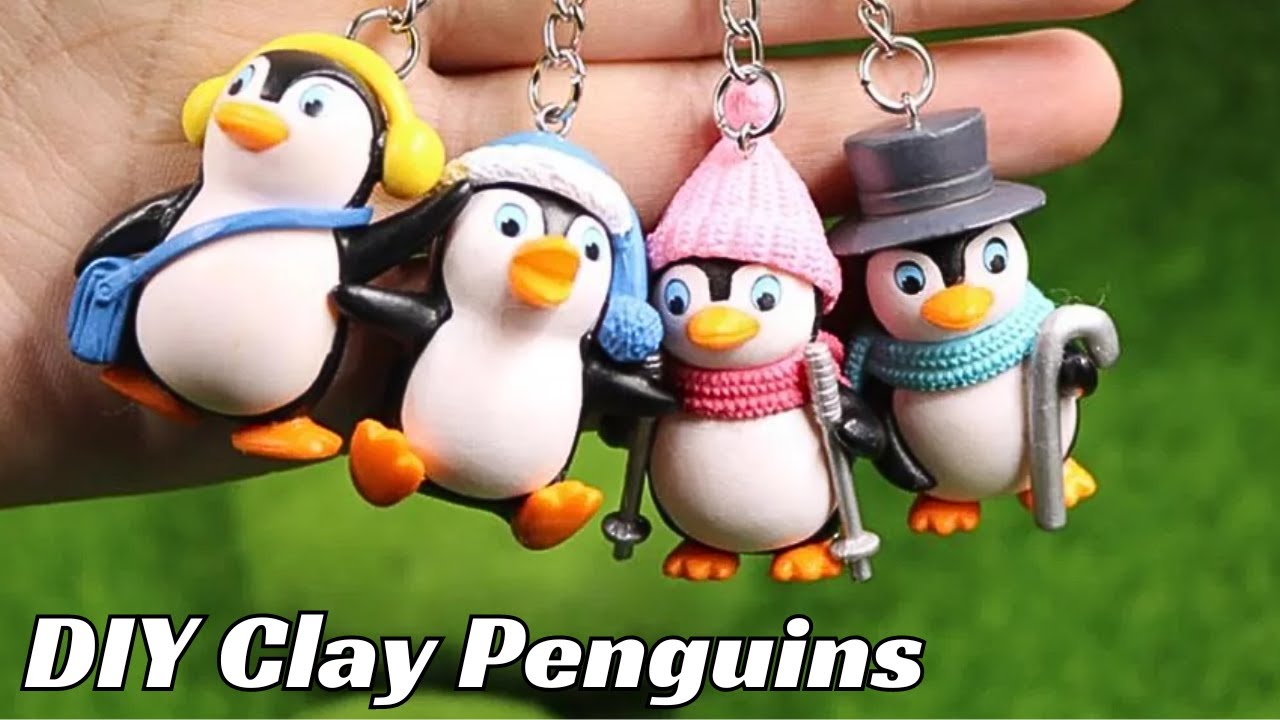 Handmade Clay Penguin |DIY Clay Charms| Kawaii Clay Penguins - YouTube