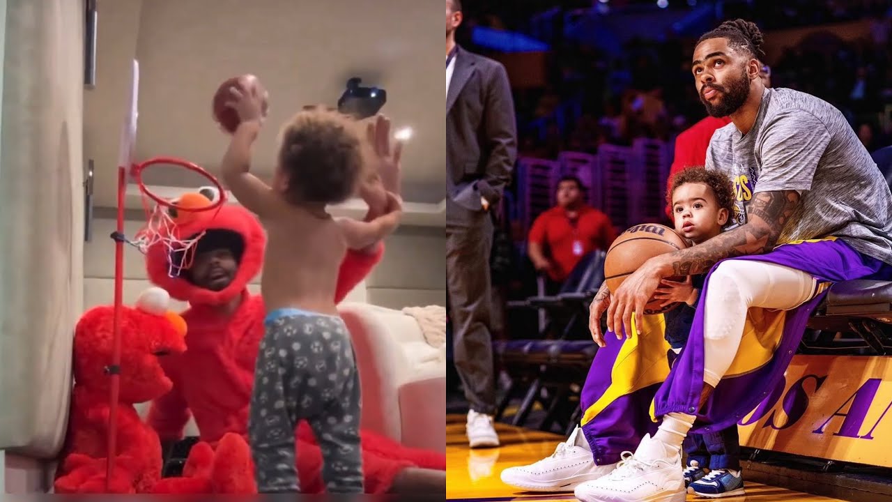 D’Angelo Russell dressed up like Elmo to play with his son | Sesame ...
