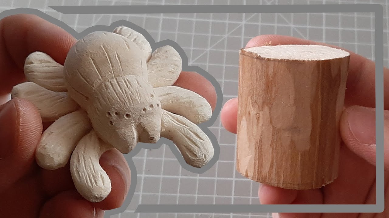 Wood carving / make a simple spider - YouTube