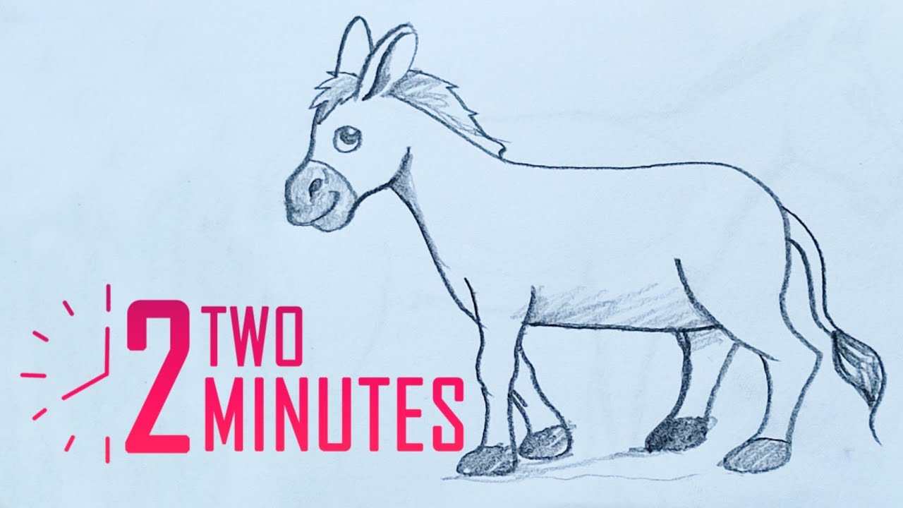 how to draw a cute donkey - YouTube
