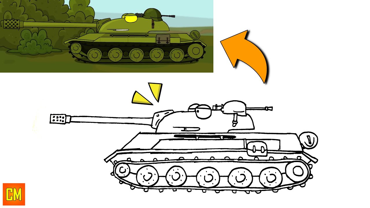 Cara Menggambar Tank kartun T-55 | RanzarEng Tank | Drawing Easy - Part ...