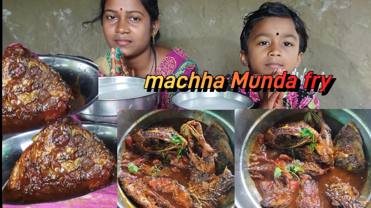 Pakhala eating | machha Munda masala fry recipe // fish head curry ...