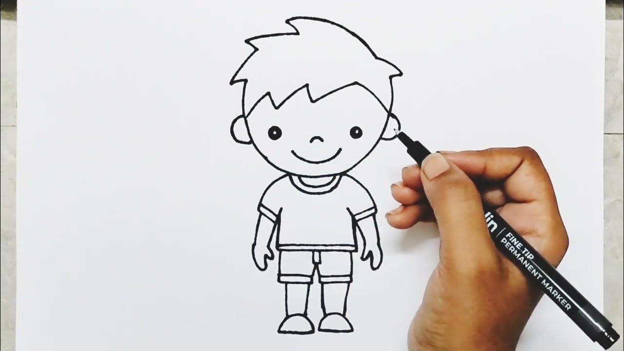 How to draw a little boy easy step-by-step| cortoon boy drawing easy| easy boy drawing| little ...