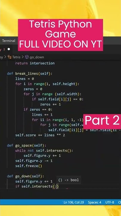 Python Tetris Using Pygame Part 2 Python Programmer Coding Youtube 1269