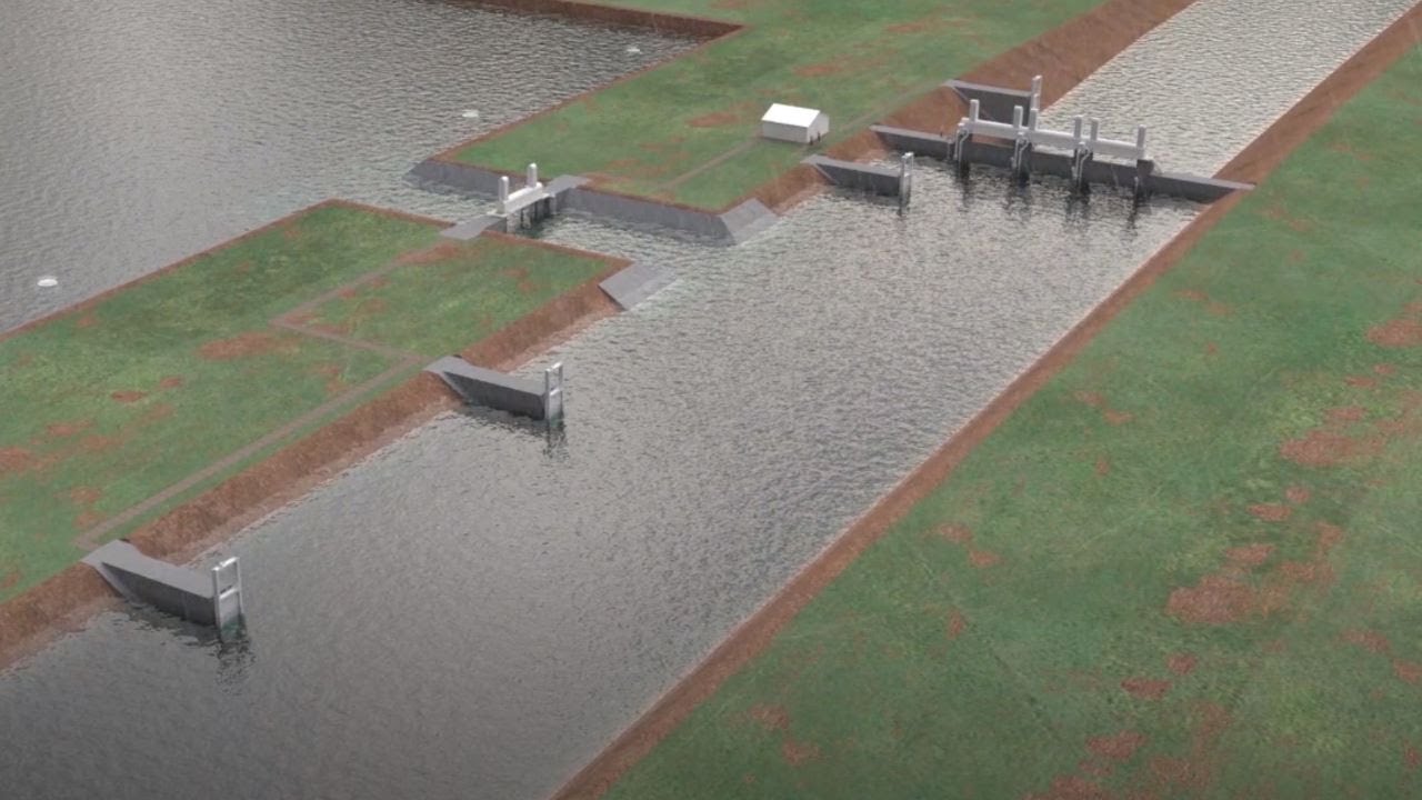 Weir Wall Detention Basin Animation - YouTube