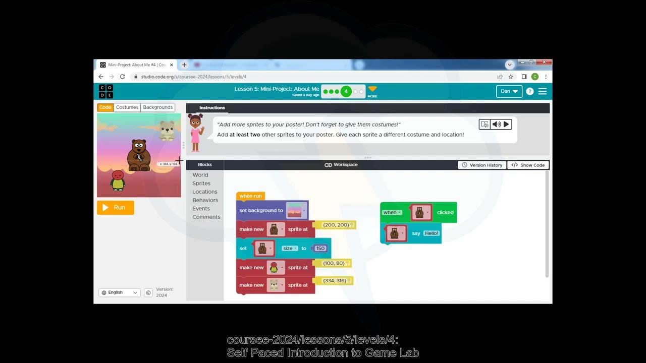 Learn Computer Science - Code.org - coursee-2024 L5L4 - YouTube