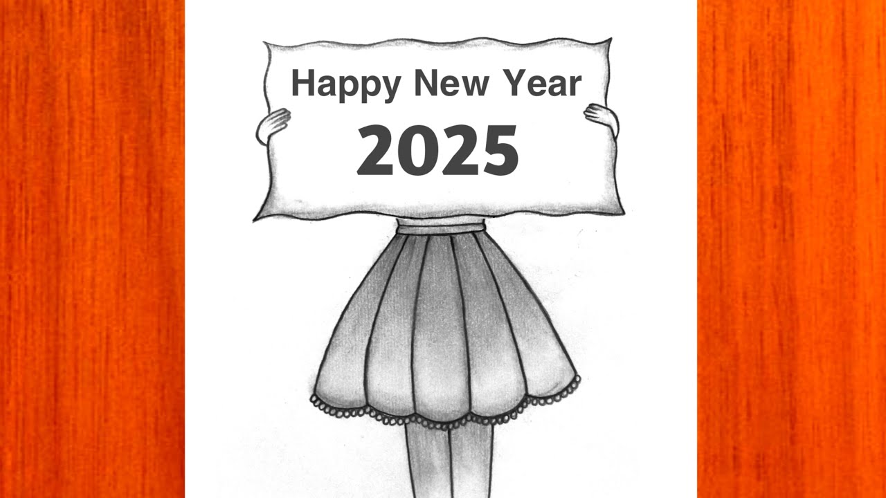 Happy New Year Drawing 2025 || How to Draw Happy New Year 2025 || New ...
