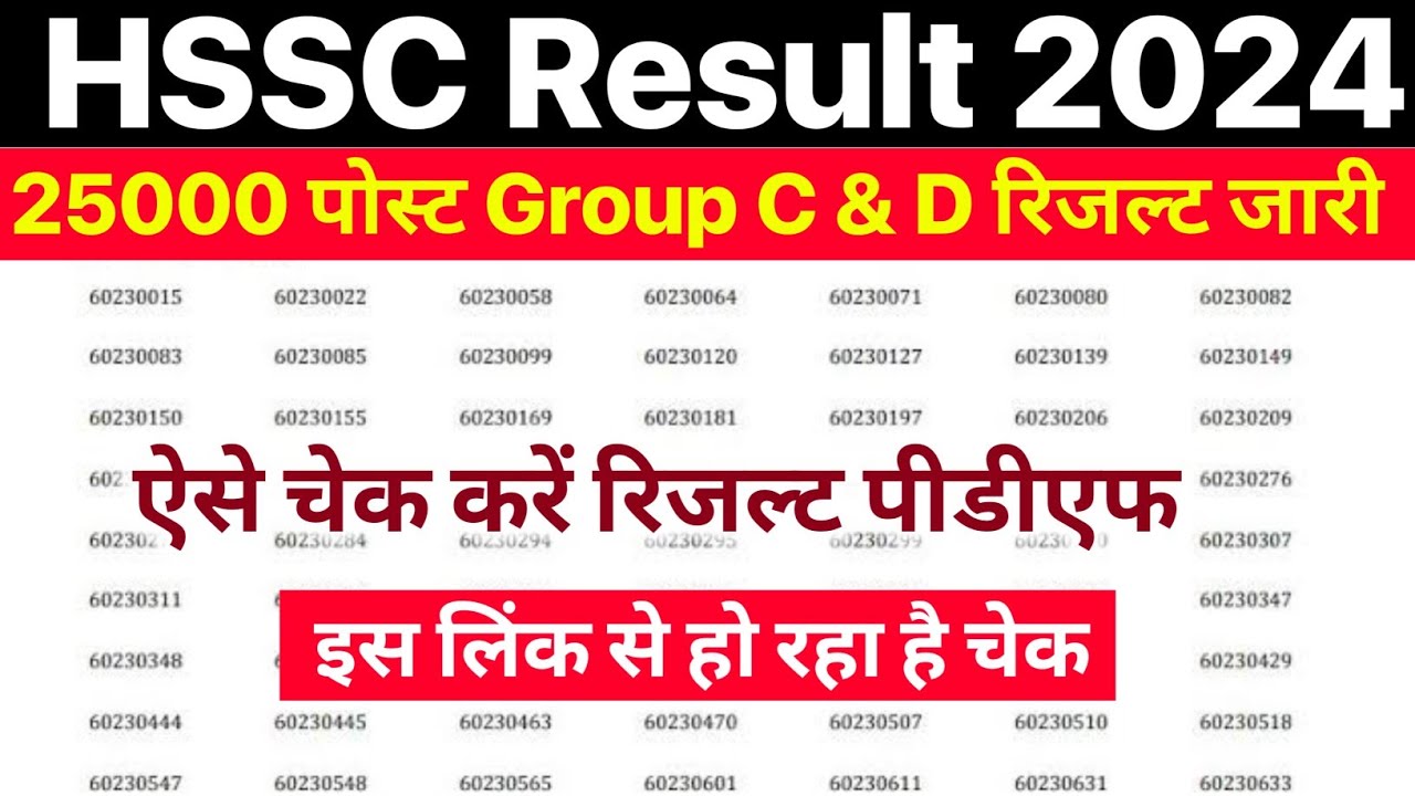 HSSC Result 2024 | Hssc Group C & D Result 2024 Kaise Dekhe ? Hssc cet ...