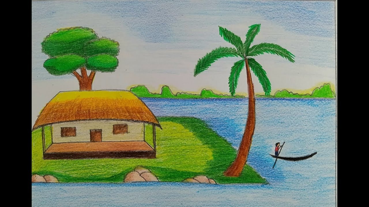 How to drawing a scenery - YouTube