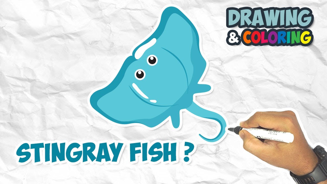 Draw The Blue Stingray Fish | Drawing and Coloring for kids | Learn ...