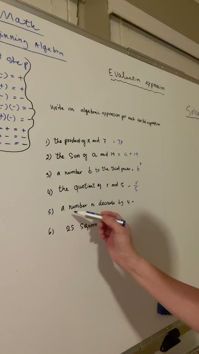 Algebra 1 write a algebraic to each expression to verbal to expression ...