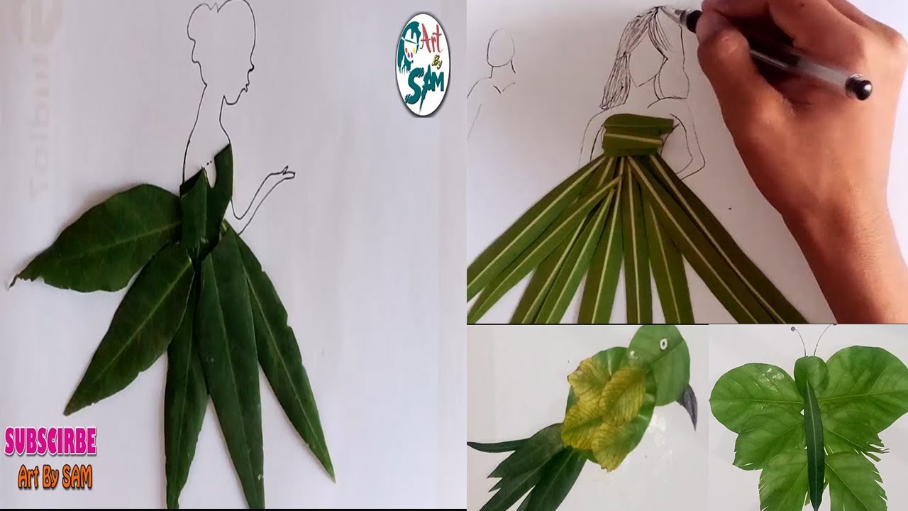 Leaf Art || Different Simple Leaf Art and Crafts || Art By SAM - YouTube