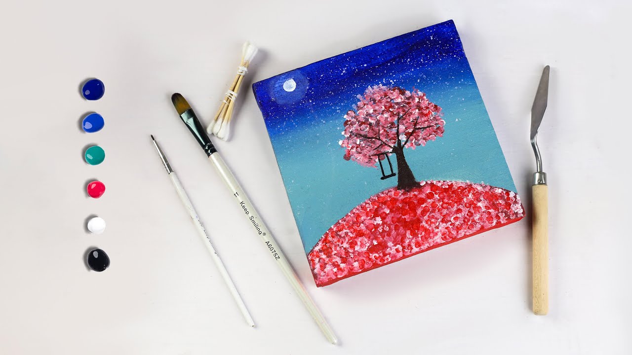 Mini Canvas Drawing Idea | How to paint on mini canvas - YouTube