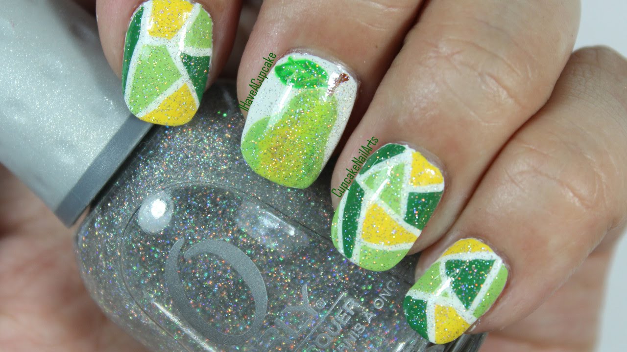 Mosaic Pear Nail Art - YouTube