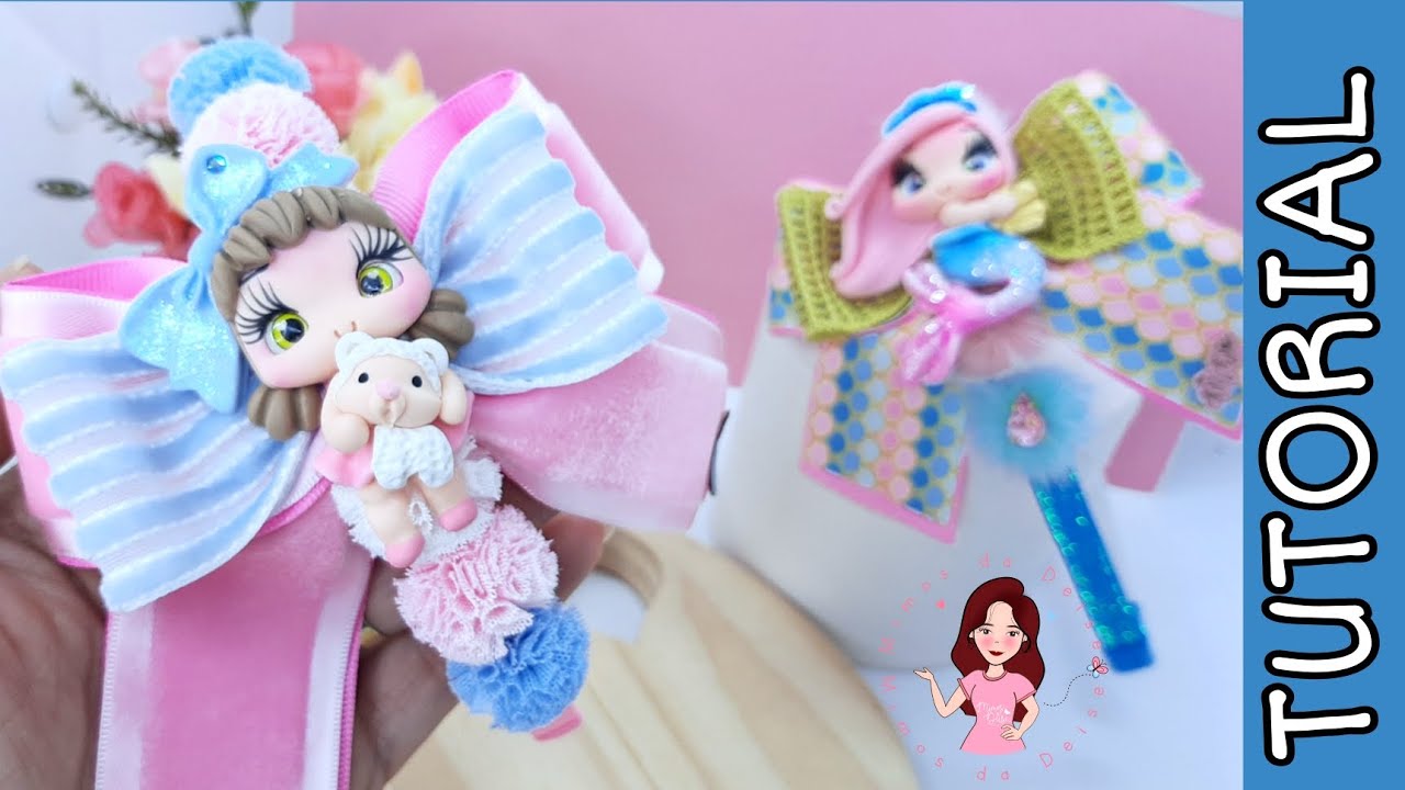 Laço luxo com ponta e aplique de biscuit - TUTORIAL - YouTube