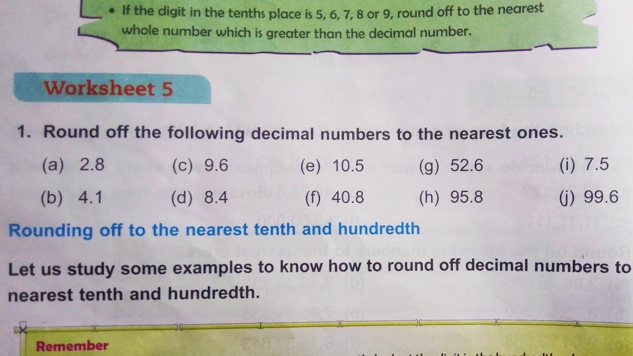Dav Class 5 Math Unit 9 Worksheet 5 || Rounding Off Numbers || (Nearest ...