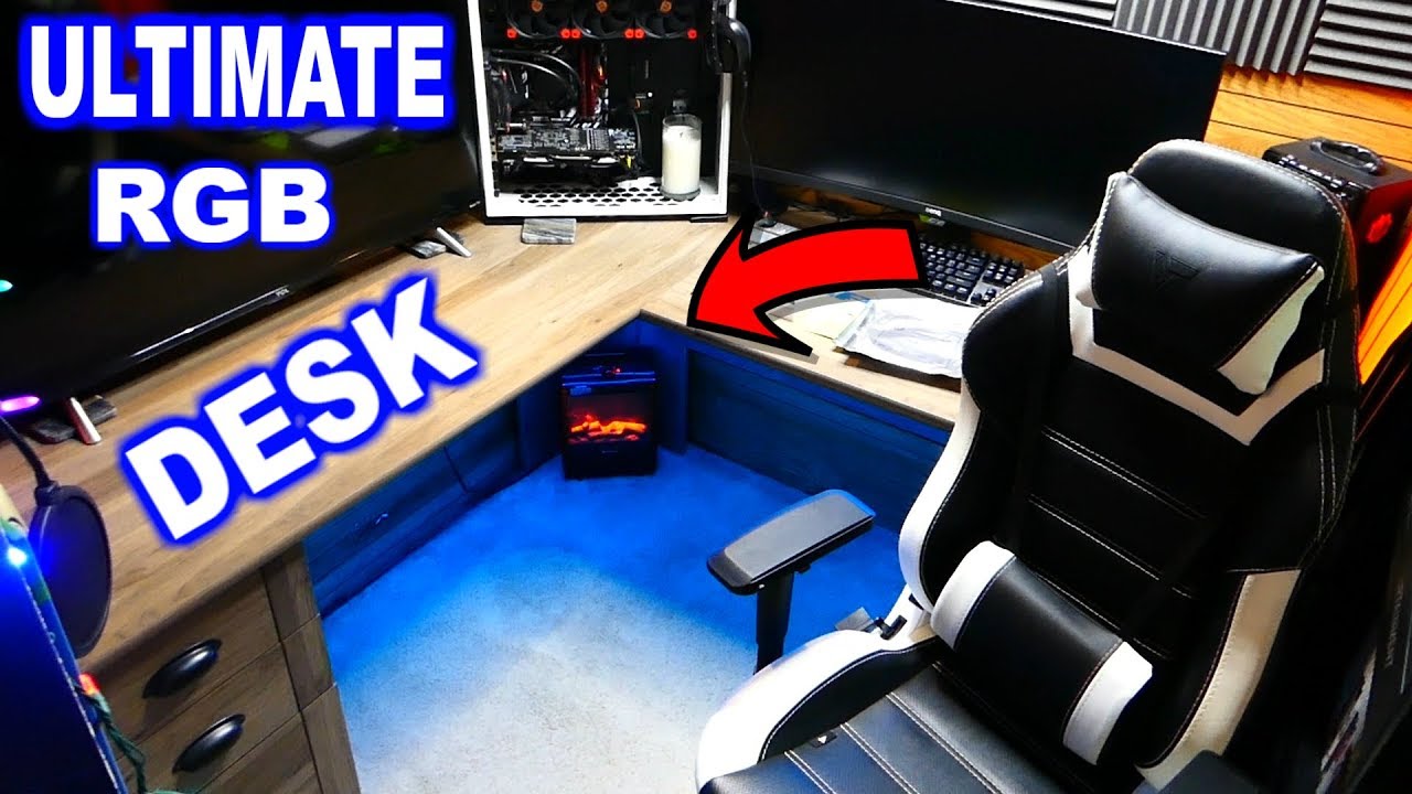 BUILT The ULTIMATE Led RGB Gaming Desk Setup!! - YouTube