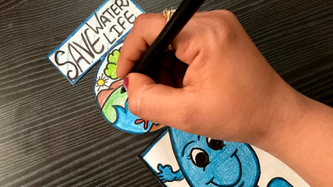 Easy Paper Bookmark / Earth Day Poster drawing/ Making Save water ...