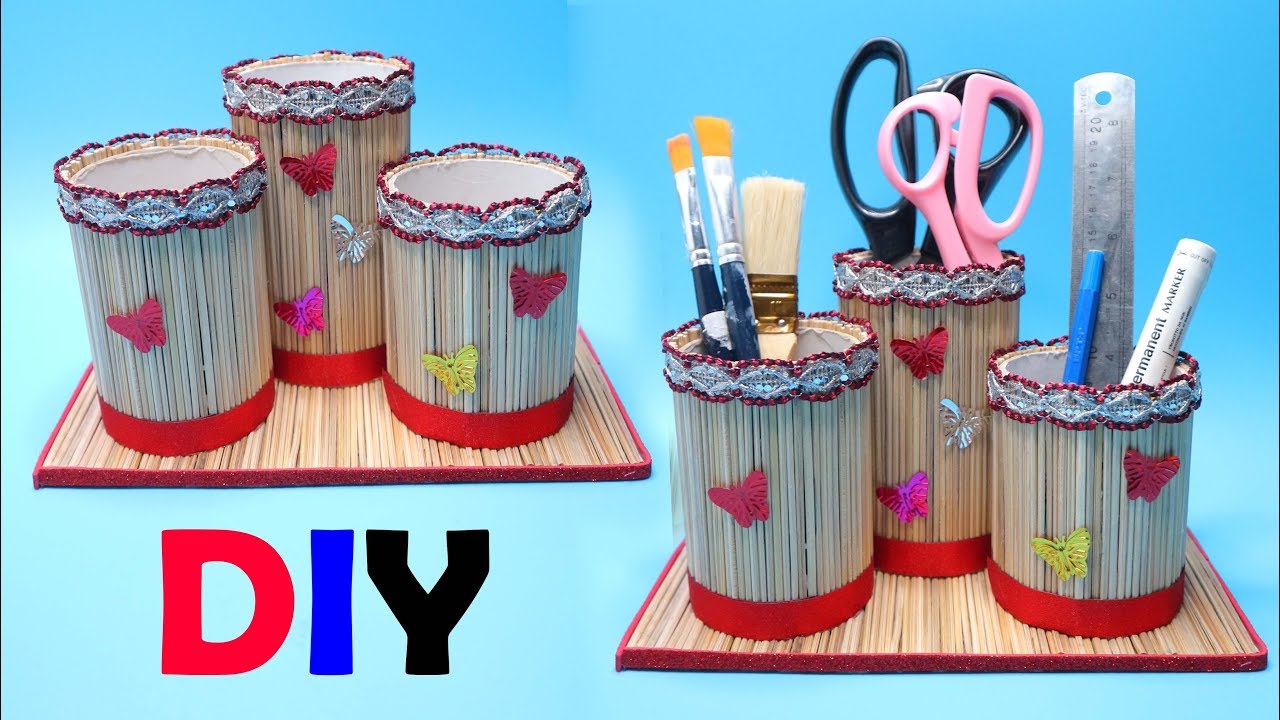 Kreasi Dari TUSUK SATE dan roll bekas kok ! | Best out of waste | Reuse ...