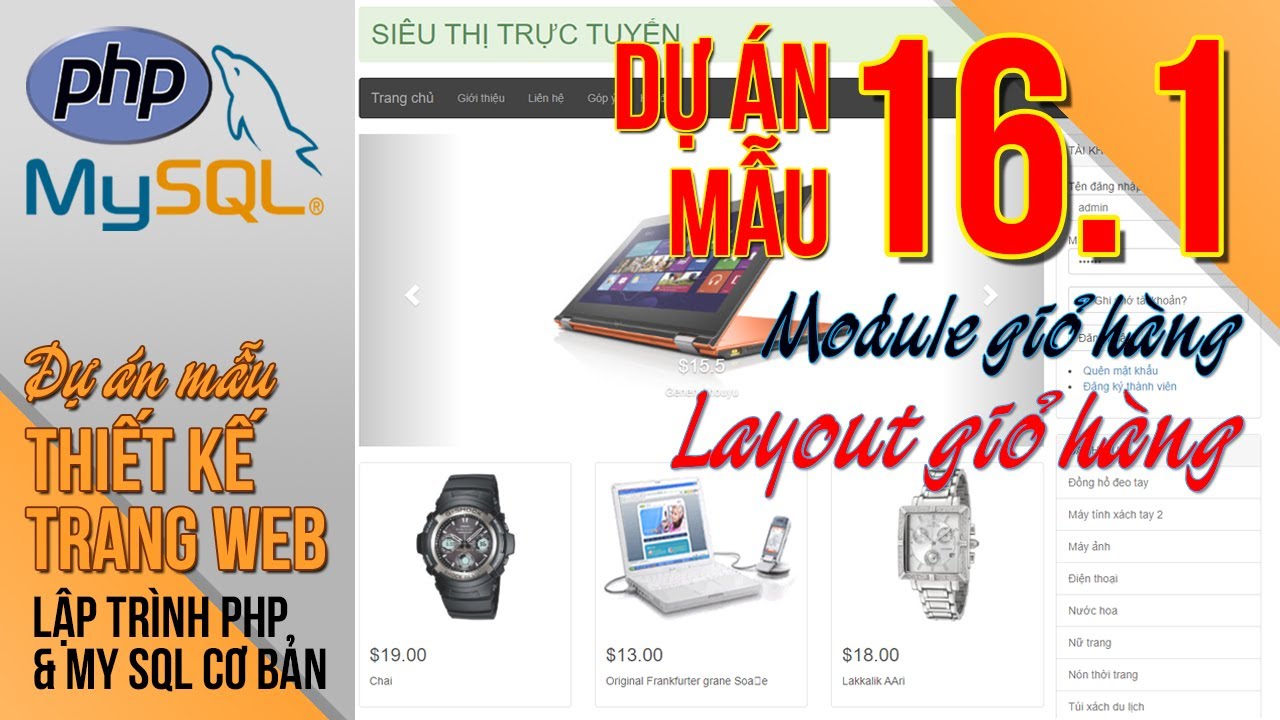 Dự án mẫu - Thiết kế web | Bài 16.1: Layout html css giỏ hàng, module ...