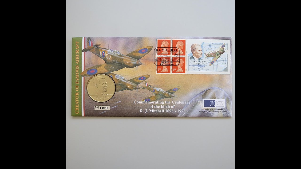1995 RJ Mitchell Birth Centenary Designer of Spitfire Medal Cover ...