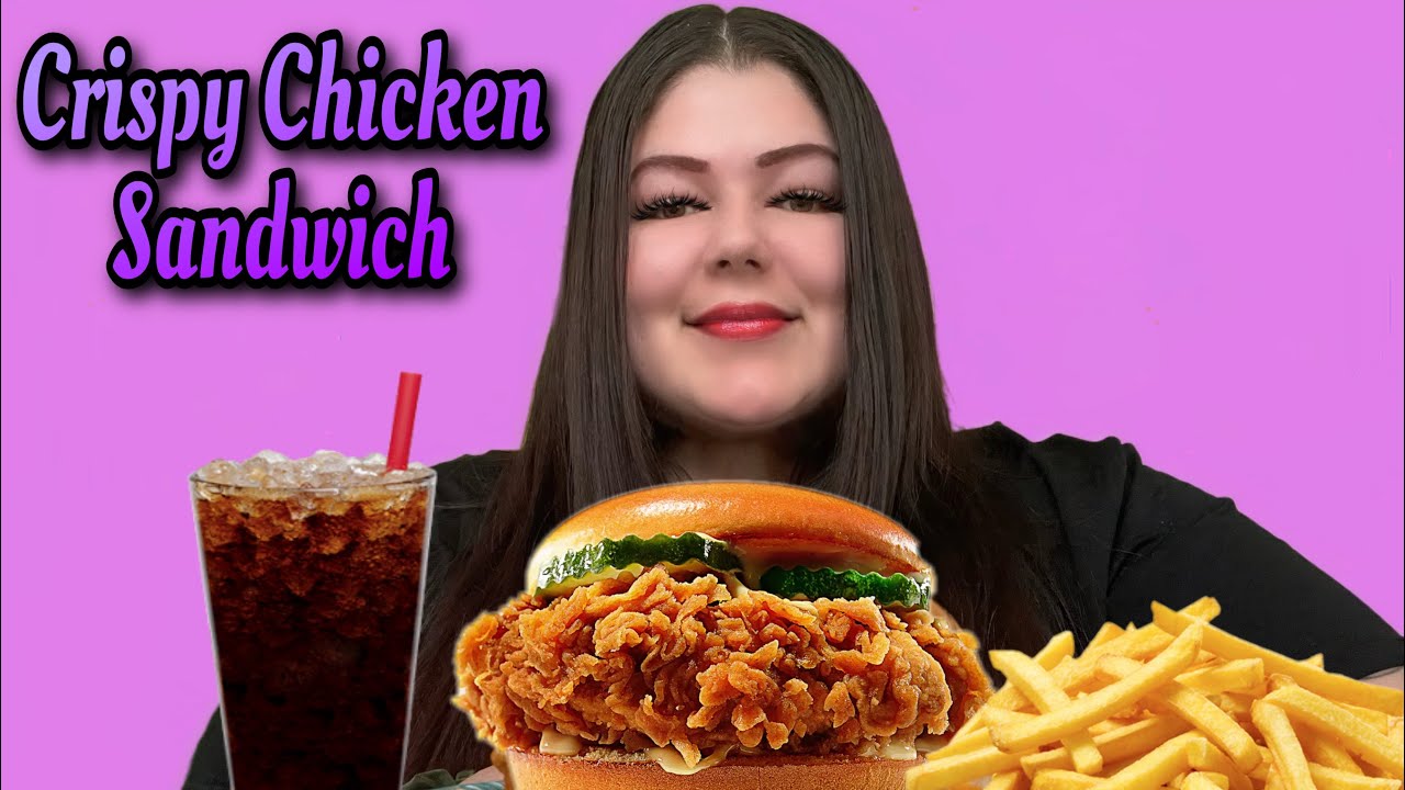 Crispy chicken sandwich mukbang/chit chat with me 🤍 #Food #Mukbang # ...