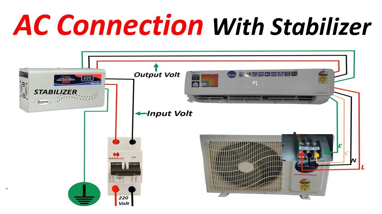|| AC Connection With Stabilizer || AC Connection In Home || - YouTube