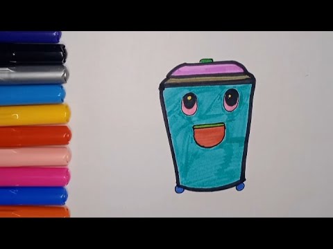 How to draw a dustbin for kids step by step#toddlers #kidsdrawing # ...