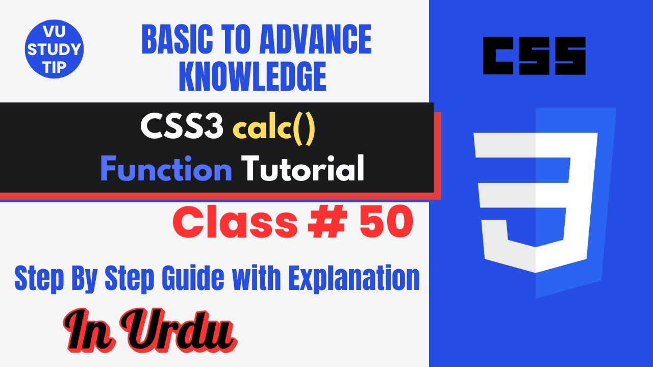 Css3 Calc Function Tutorialclass 50css3 Calc Function In Urdufor 7854
