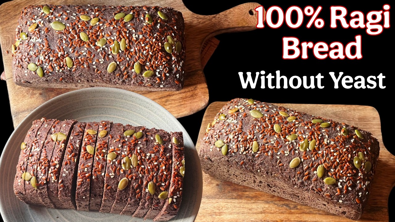 100% Ragi Bread Without Yeast, No Maida, Gluten Free | Easy Ragi Bread ...