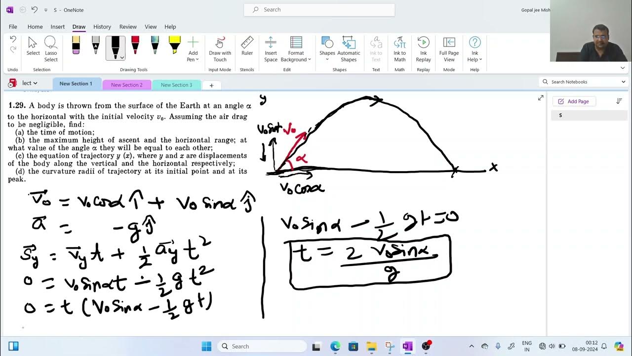 Irodov problem 1.29|| projectile motion|| trajectory of projectile motion|| time of flight - YouTube